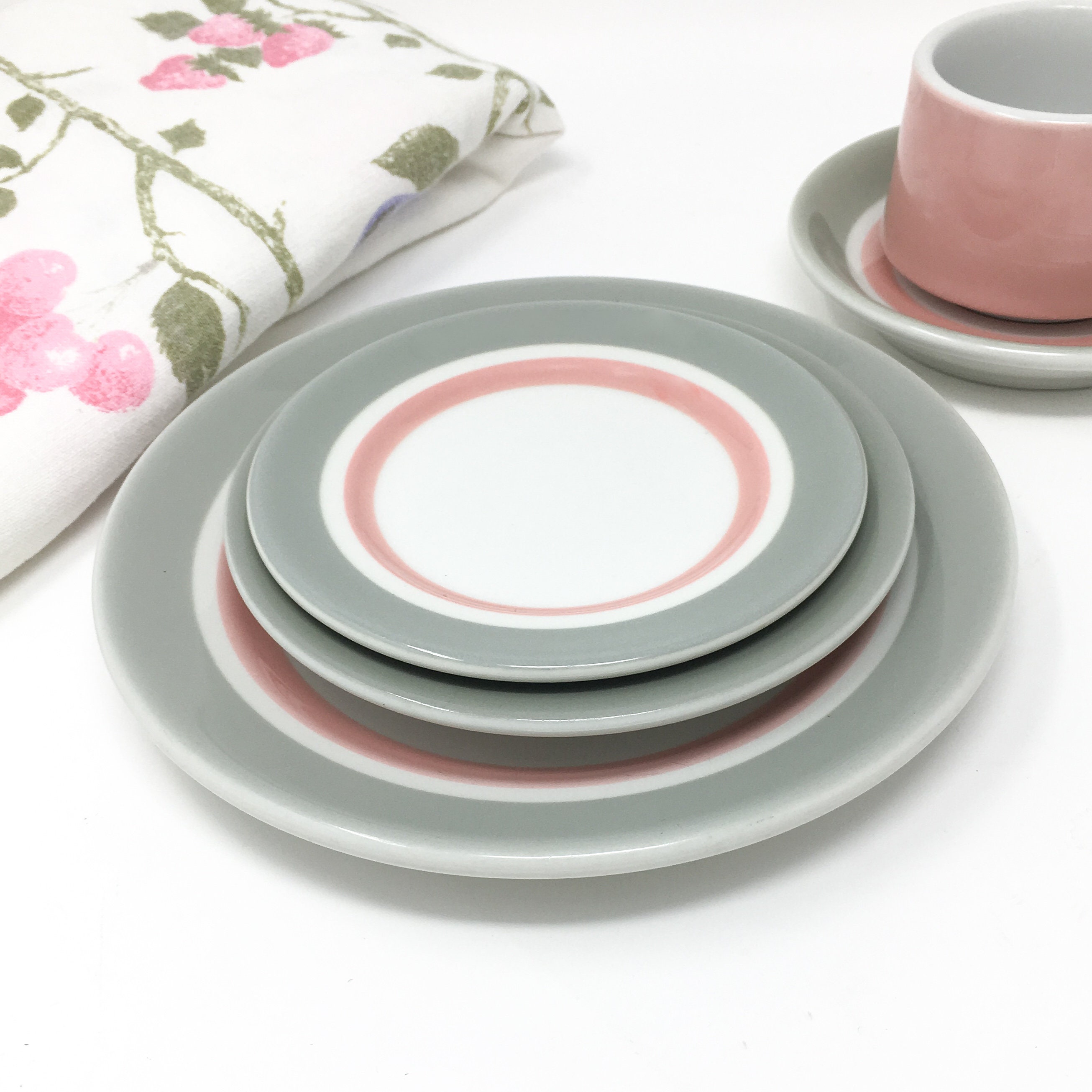 Shenango China Dinner Plate Pink and Gray Band Restaurant - Etsy