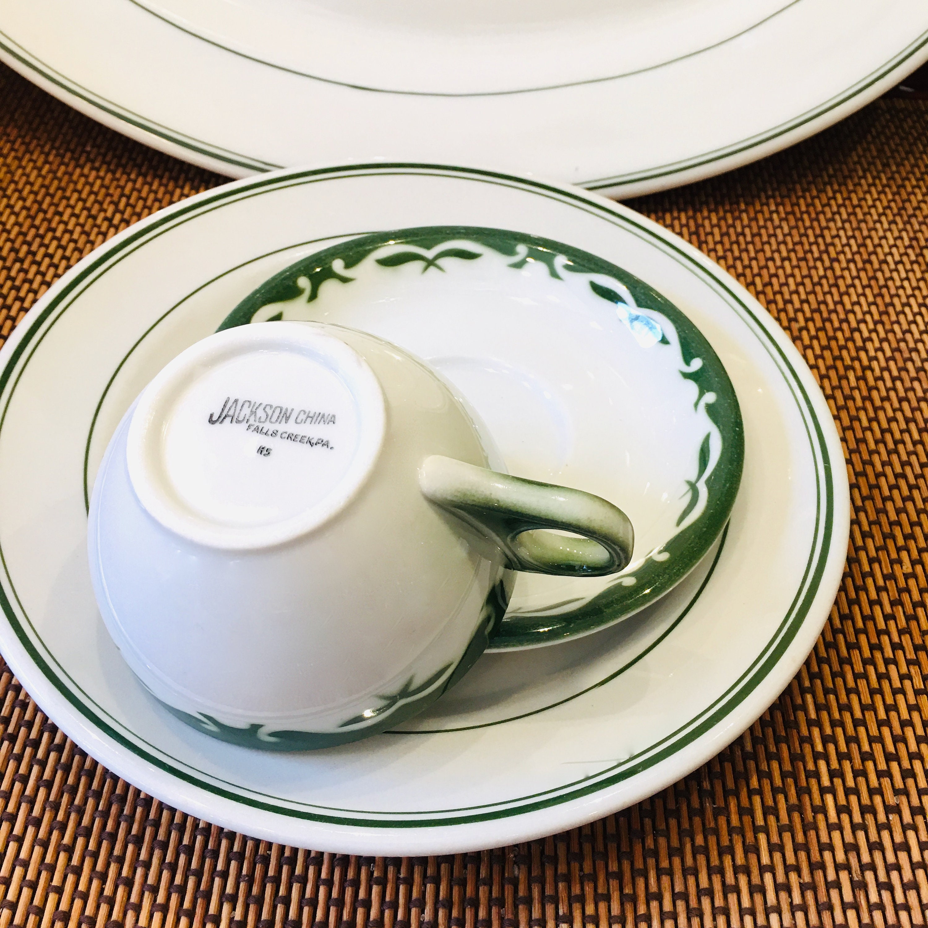 Jackson China Cup and Saucer Green Clifton NOS Restaurant - Etsy