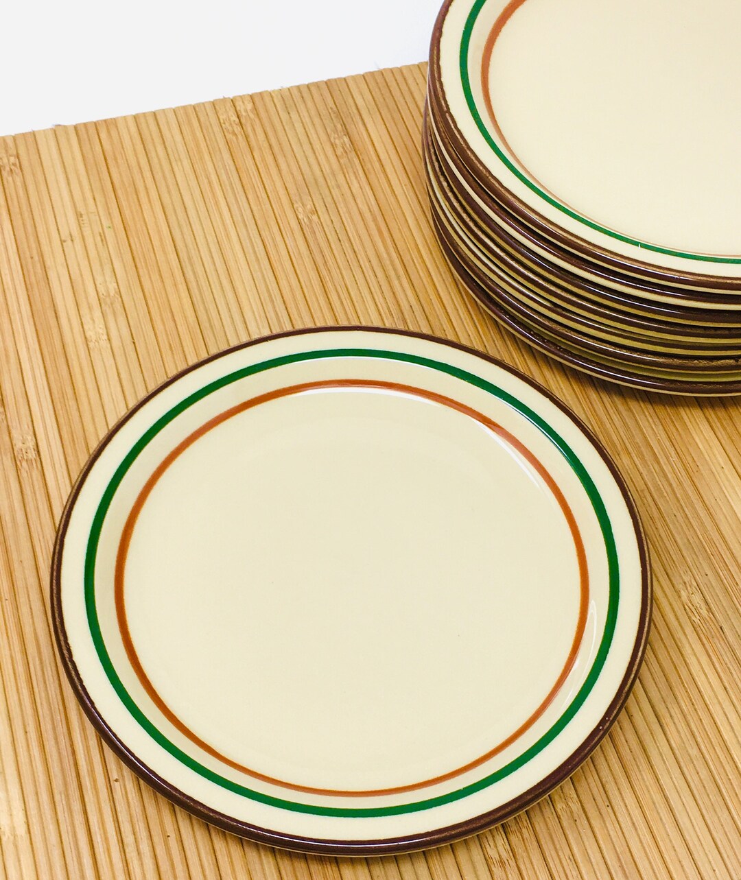 Jackson China, Salad Plate, Tan, Rainbow Lines, NOS, Restaurant Ware ...