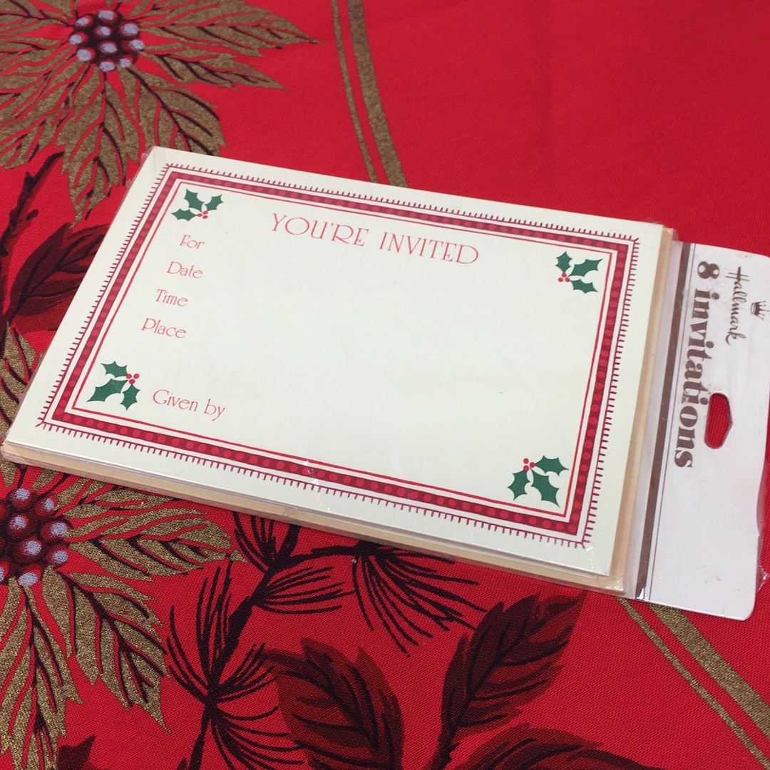 Eight Holiday Party Invitations, Holly Berries, Hallmark Cards, New in ...