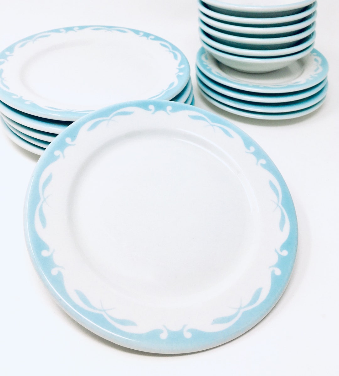 Jackson China Salad Plate Aqua Blue Crest MCM Kitchen - Etsy