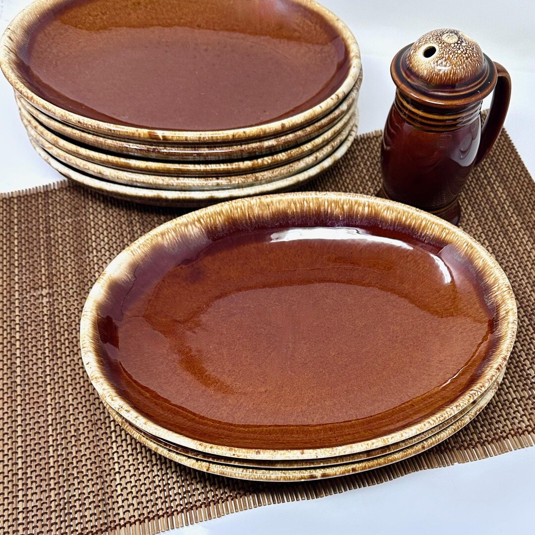 Hull Brown Drip, Spaghetti Plate, Oven Proof, Number 1581, Crooksville ...