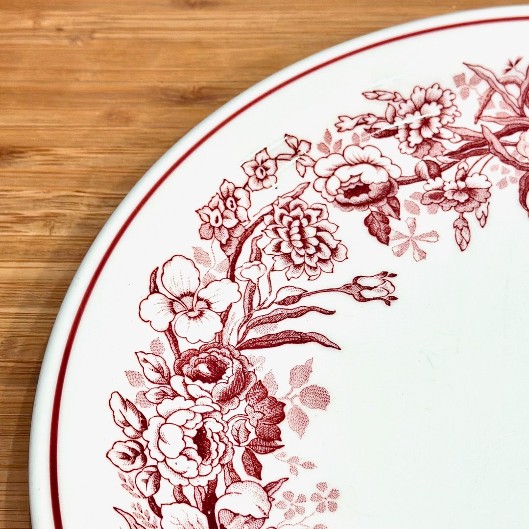Shenango China, Avon, Dinner Plate, Red Pink Floral, Restaurant Ware ...
