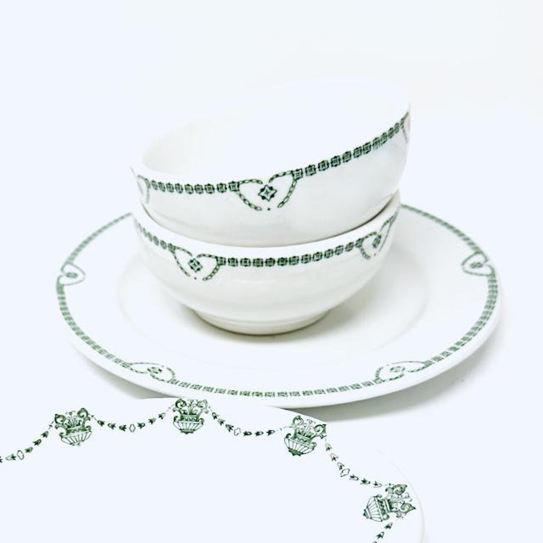 Jackson China, Chili Bowl, Green Art Deco Pattern, Restaurant Ware ...