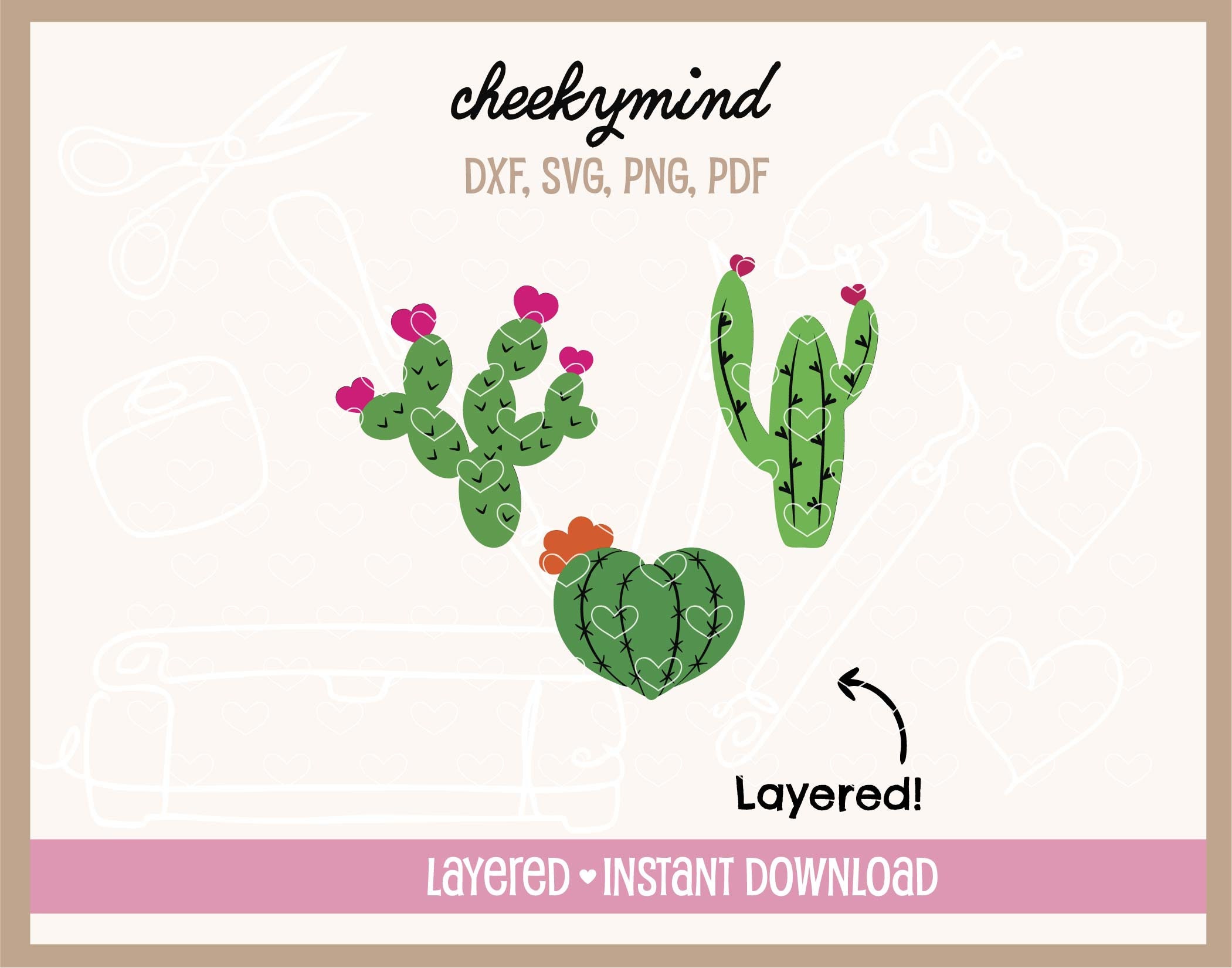 Cactus Hearts SVG Nopal SVG Set up for Layering Mexican - Etsy Singapore
