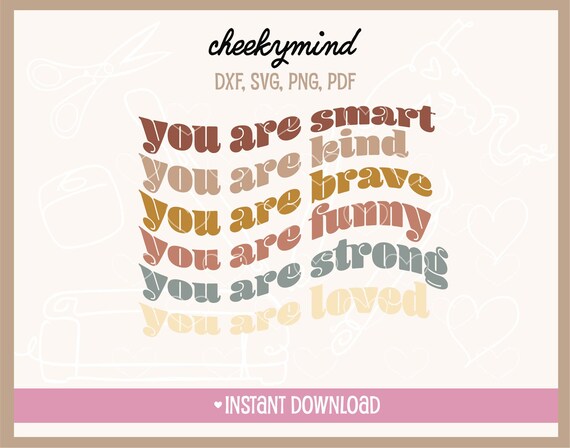 Positive Affirmations Retro Vintage SVG You Are Loved Boho | Etsy