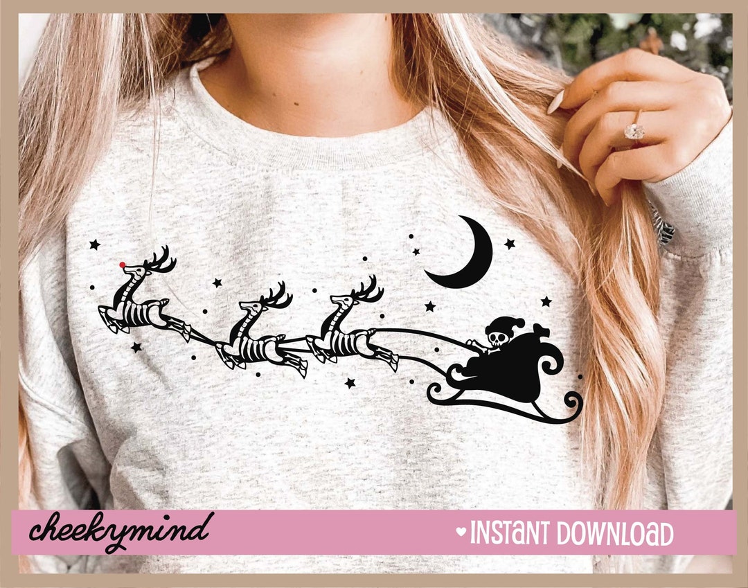 Skeleton Reindeer SVG, Sleighing and Slaying SVG, Horror Movie ...