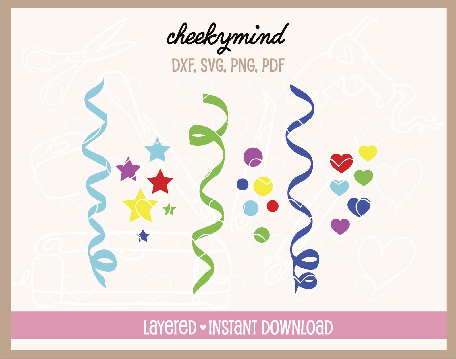 Confetti and Ribbons Bundle Svg Confetti Svg Ribbons Svg - Etsy