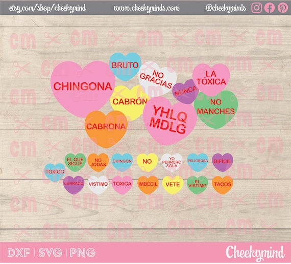 Spanish Sarcastic Conversation Hearts SVG Heart Candy SVG | Etsy