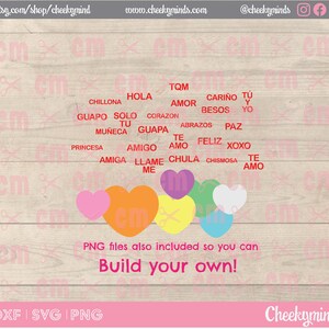 Spanish Conversation Hearts SVG | Heart Candy SVG | Mexican Valentine ...