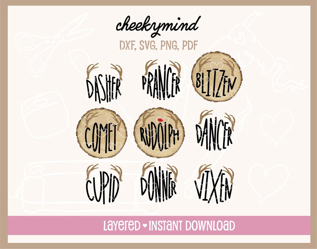 Reindeer Round Christmas Ornaments Hand Lettered SVG PNG DXF - Etsy