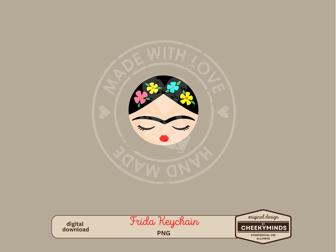 Frida Kahlo Face SVG | Frida Kahlo Keychain Outline | INSTANT DOWNLOAD ...