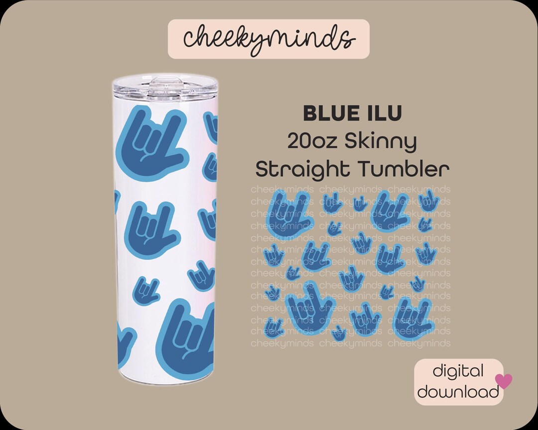 Blue ASL ILY Tumbler Wrap PNG – 20oz Skinny Straight Tumbler ...