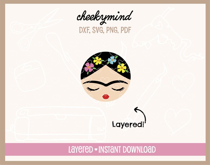 Frida Kahlo Face SVG Frida Kahlo Keychain Outline INSTANT | Etsy