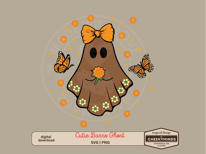Cute Barro Ghost Design in PNG and SVG Sugar Skulls Day of the Dead and ...
