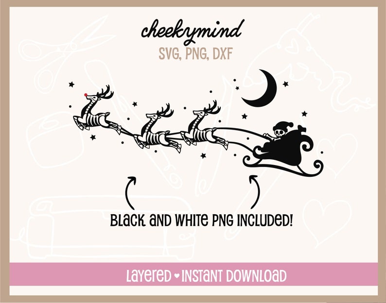 Skeleton Reindeer SVG, Sleighing and Slaying SVG, Horror Movie ...