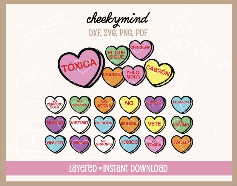 Spanish Sarcastic Candy Conversation Hearts SVG New Heart - Etsy