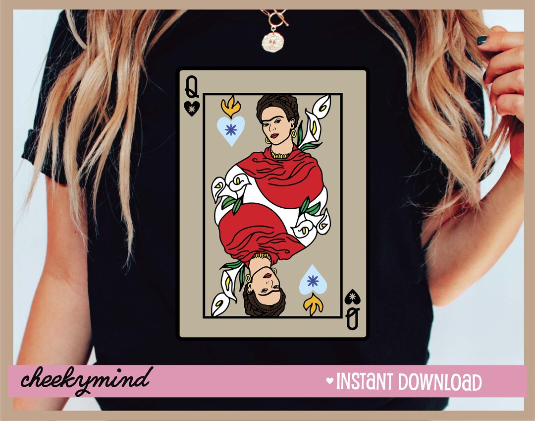 Frida Kahlo Queen of Hearts SVG | Frida Kahlo Outline | Friday Kahlo ...