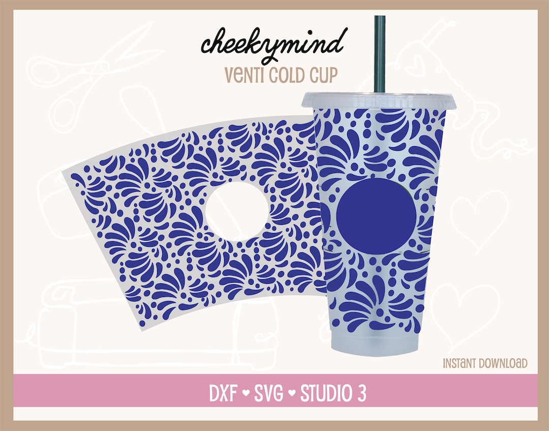 Talavera Cold Cup Wrap SVG, Talavera Pattern Cup Wrap, Seamless Wrap Venti Cup, Mexican Style ...