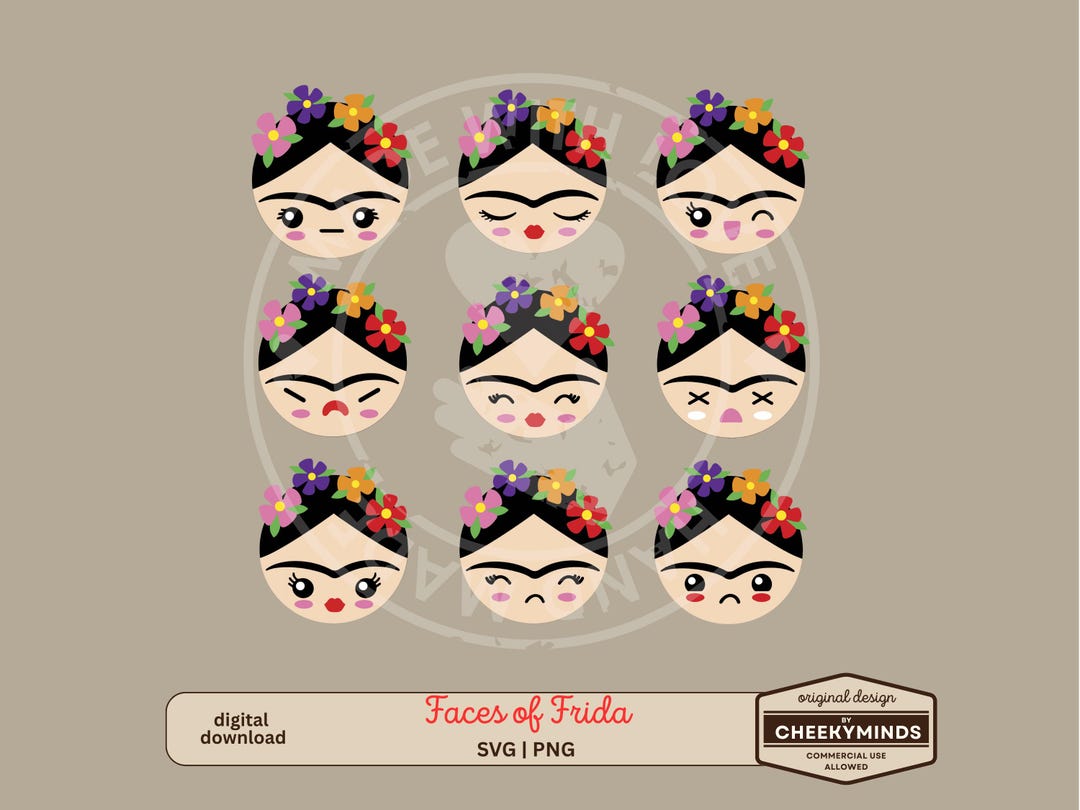 Faces of Frida Seperated SVG PNG | Frida Kahlo Png | Cafecitos Y Chisme ...