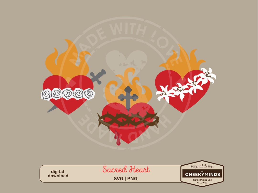Sacred Heart Svg Png the Most Sacred Heart of Jesus Immaculate Heart of ...
