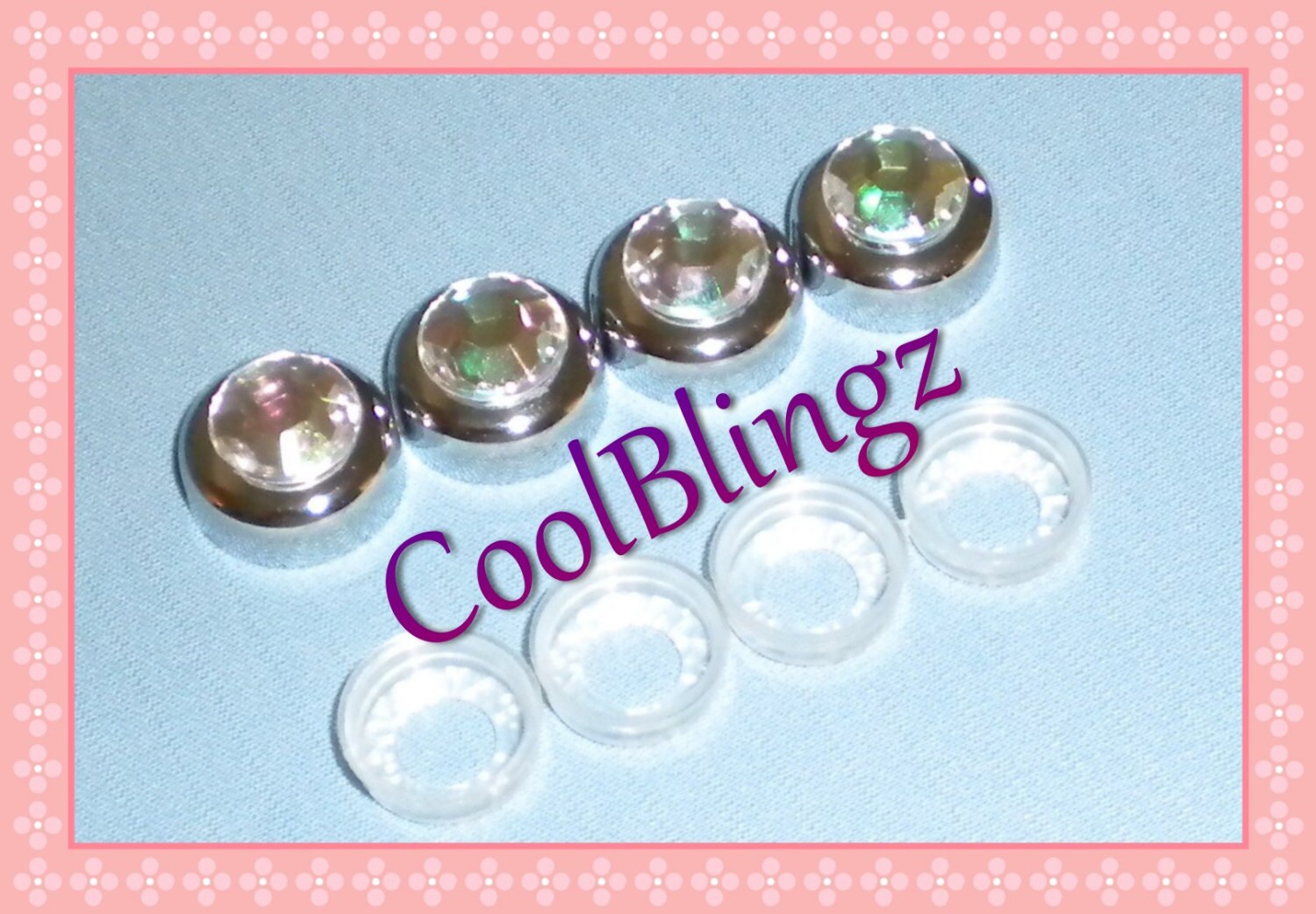 CRYSTAL AB Rhinestone Screw Caps Covers for Bling License Plate Frame ...
