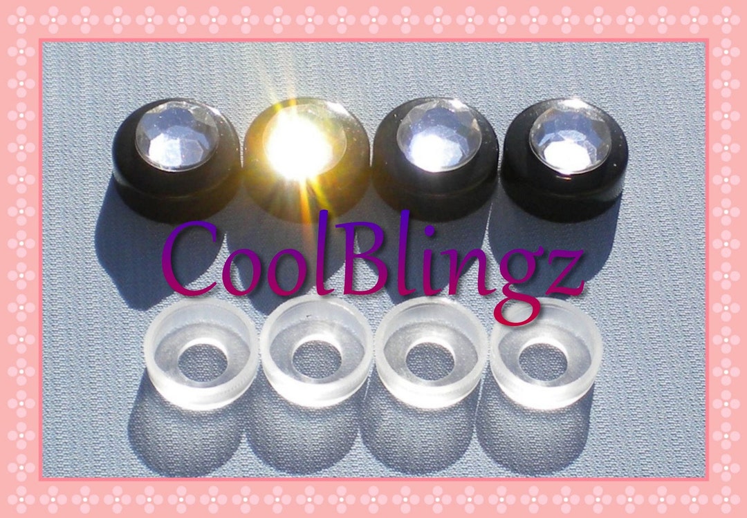 CLEAR CRYSTAL Rhinestone on BLACK Screw Caps Covers for Bling License ...