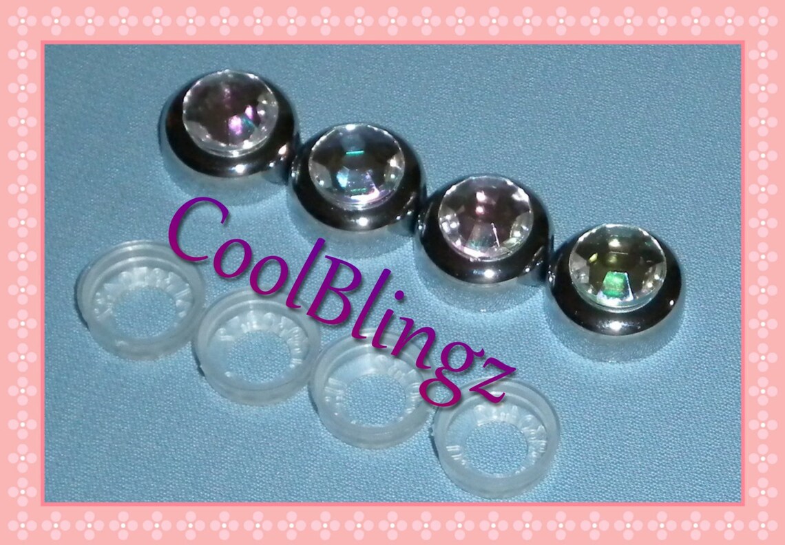 CRYSTAL AB Rhinestone Screw Caps Covers for Bling License Plate Frame ...