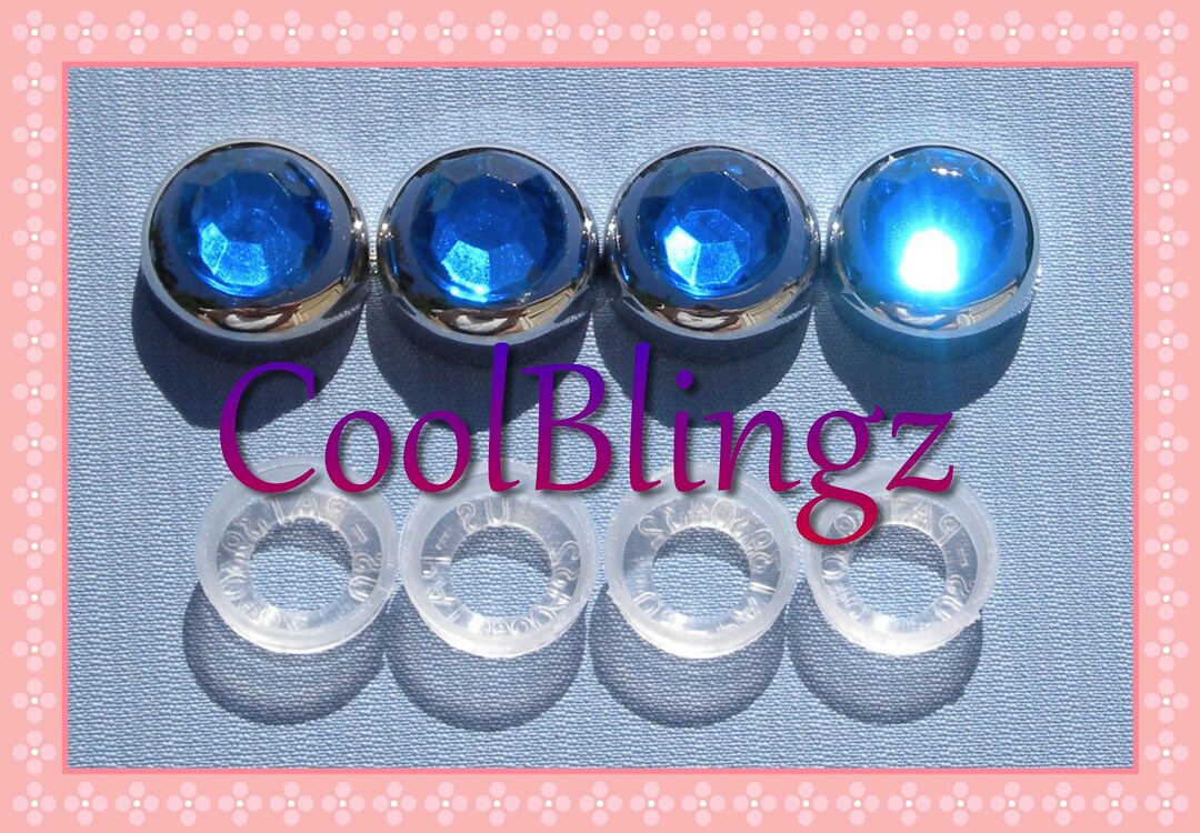 CAPRI BLUE Rhinestone Screw Caps Covers for Crystal Bling License Plate ...