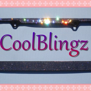 Luxury Bling License Plate Frame - With 8 Rows Black Diamond (grey ...