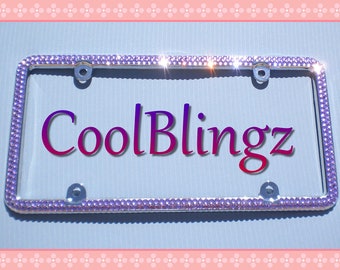 2 Row AMETHYST PURPLE Rhinestone Crystal Diamond Bling License | Etsy