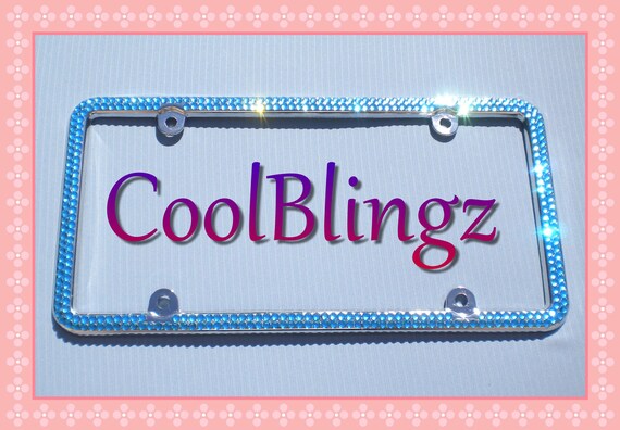 2 Row LIGHT TEAL Rhinestone Crystal Diamond Bling License | Etsy