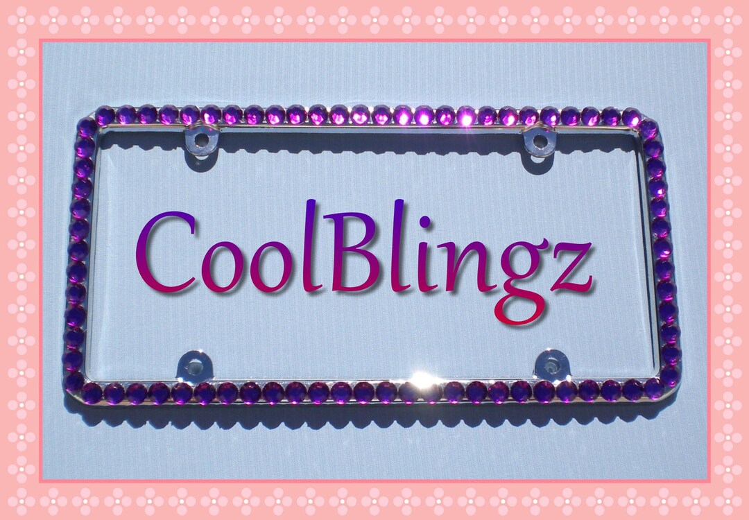 BIG AMETHYST PURPLE Rhinestone Crystal Diamond Bling License Plate ...