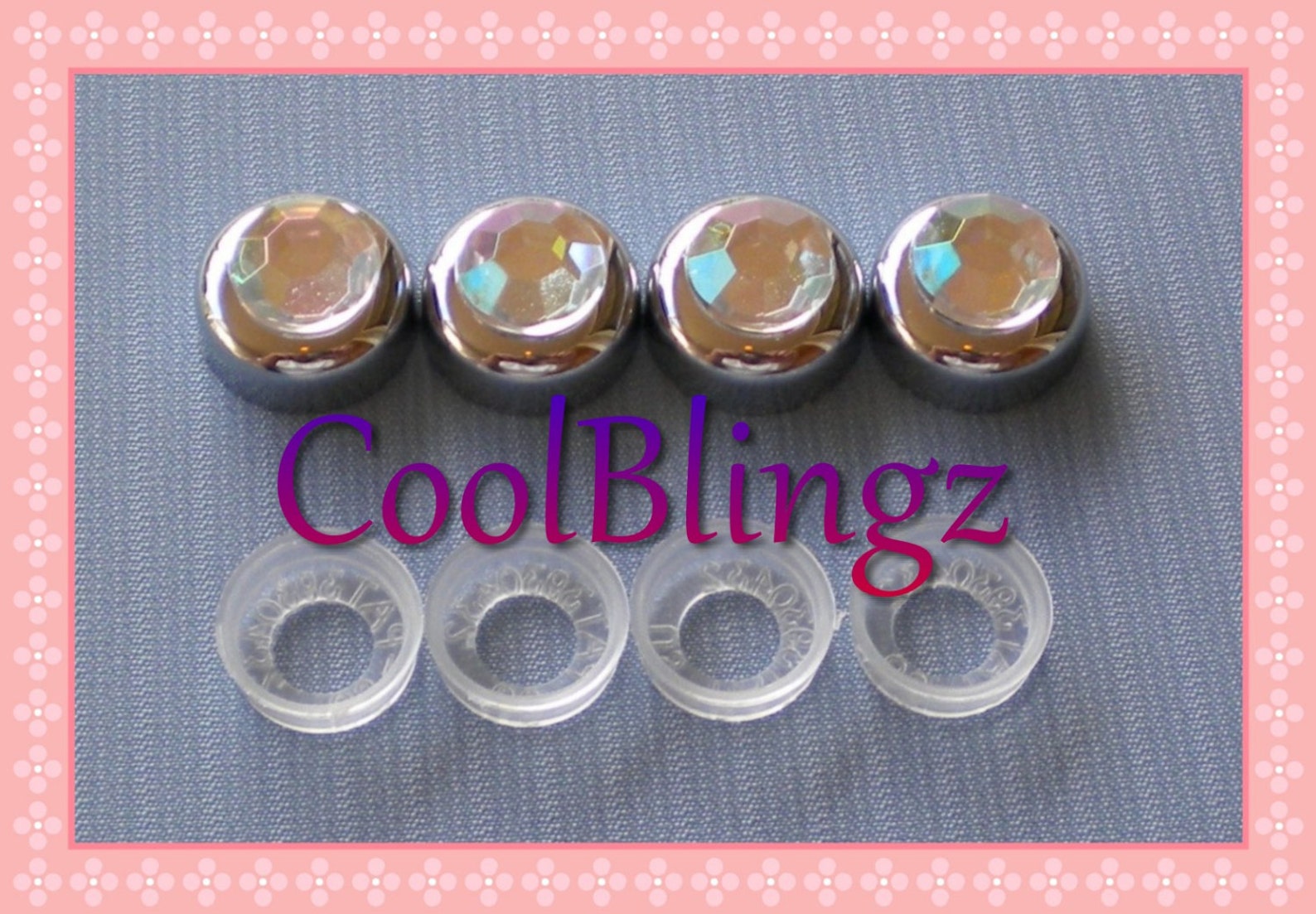 CRYSTAL AB Rhinestone Screw Caps Covers for Bling License Plate Frame ...