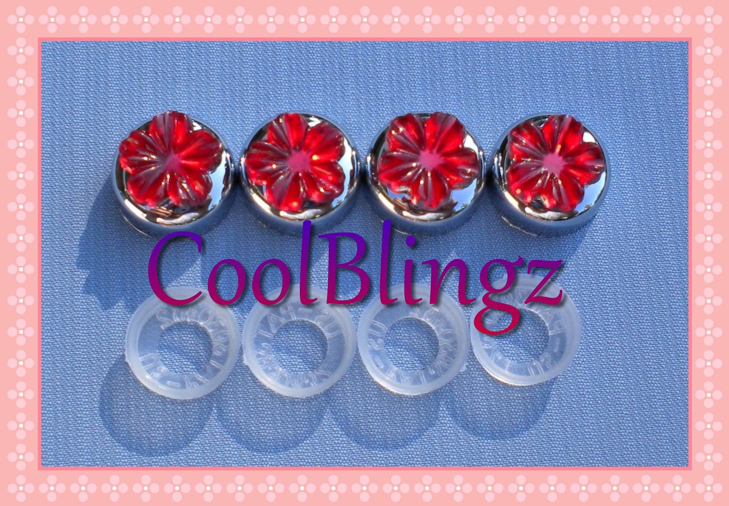 RED FLOWER Rhinestone Screw Caps Covers for Crystal Bling - Etsy