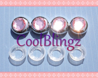 BABY PINK FLOWER Rhinestone Screw Caps Covers for Crystal Bling License ...