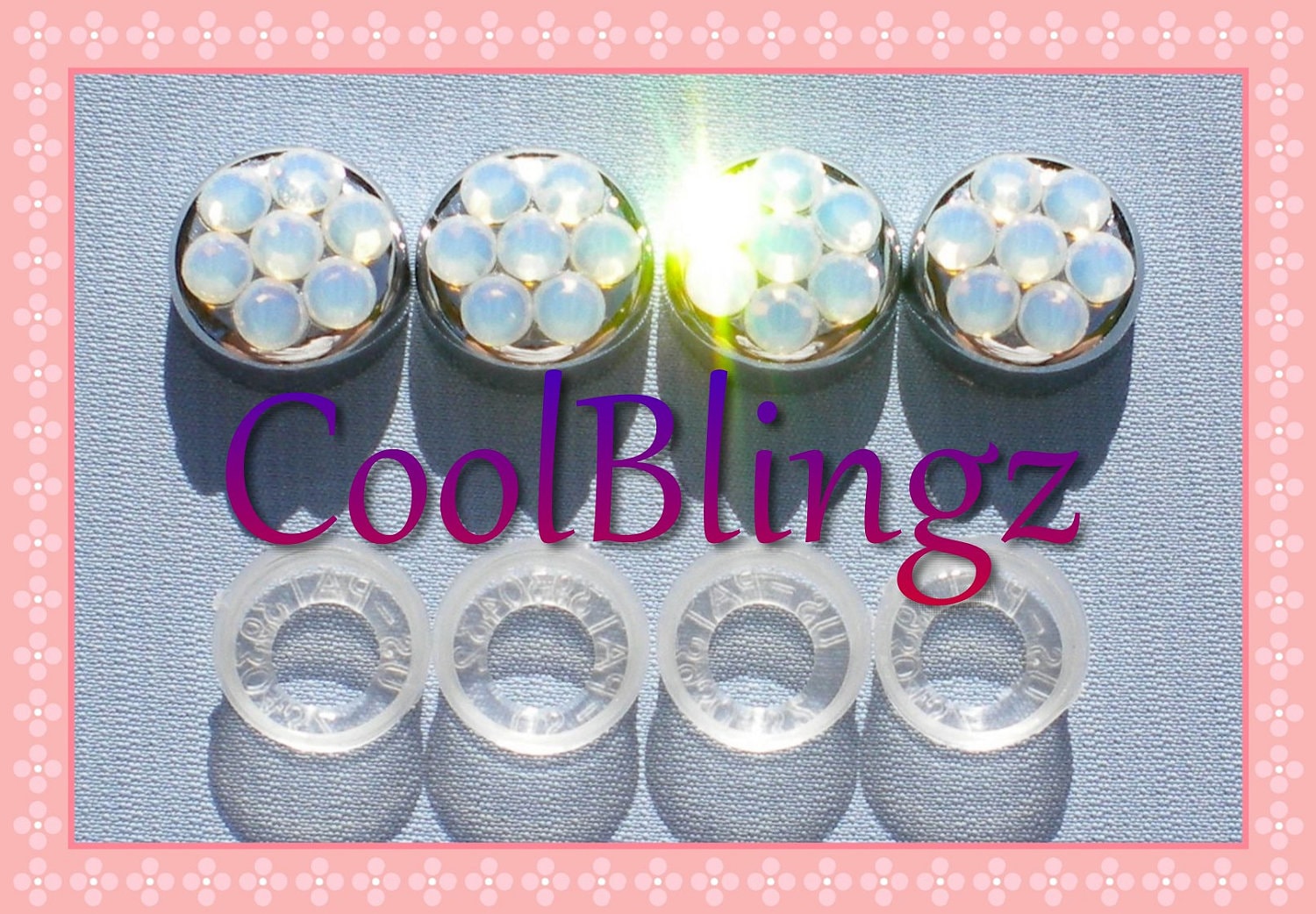 WHITE OPAL Crystal Screw Caps Covers for Rhinestone Bling License Plate ...