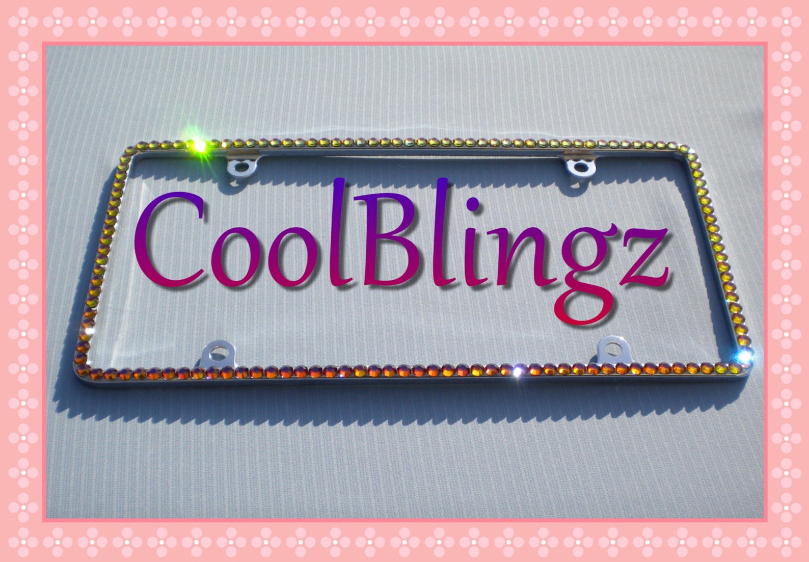 Luxury Thin Bling License Plate Frame - With Volcano Swarovski Crystals ...