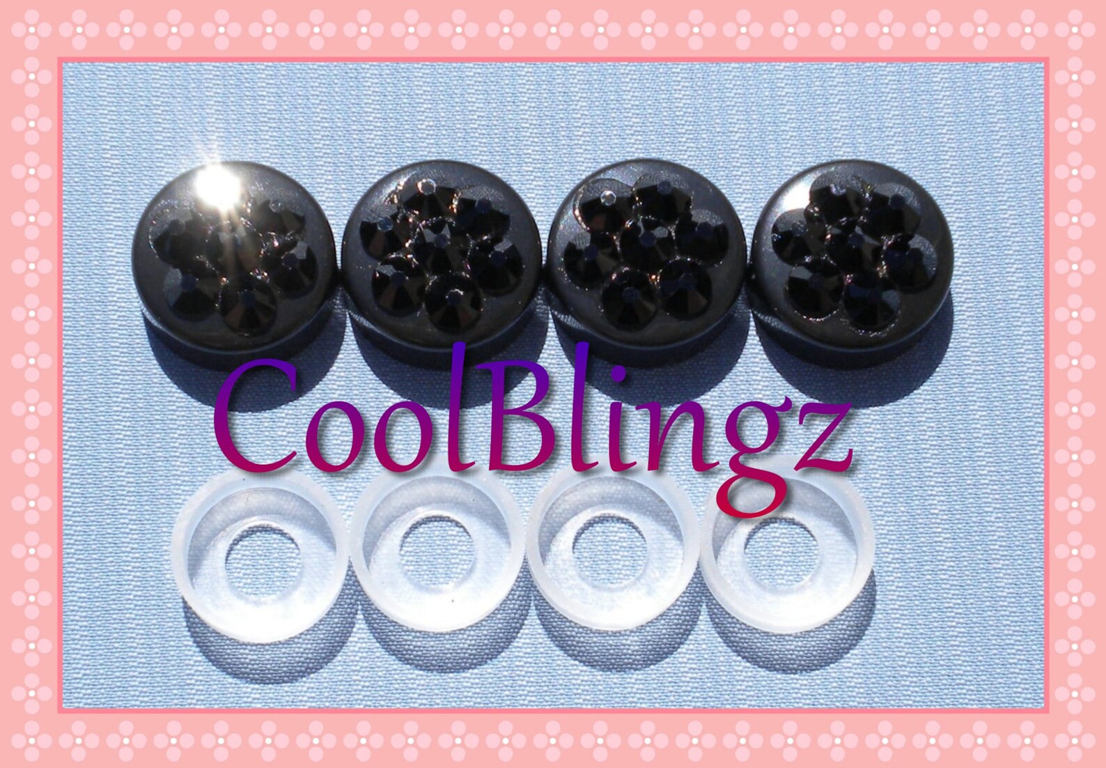 JET Crystal on BLACK Screw Caps Covers for Rhinestone Bling | Etsy