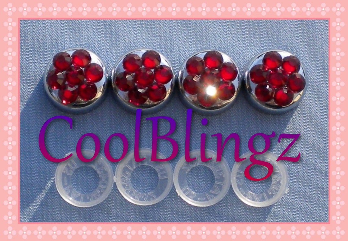 DARK RED Crystal Screw Caps Covers for Rhinestone Bling License Plate ...