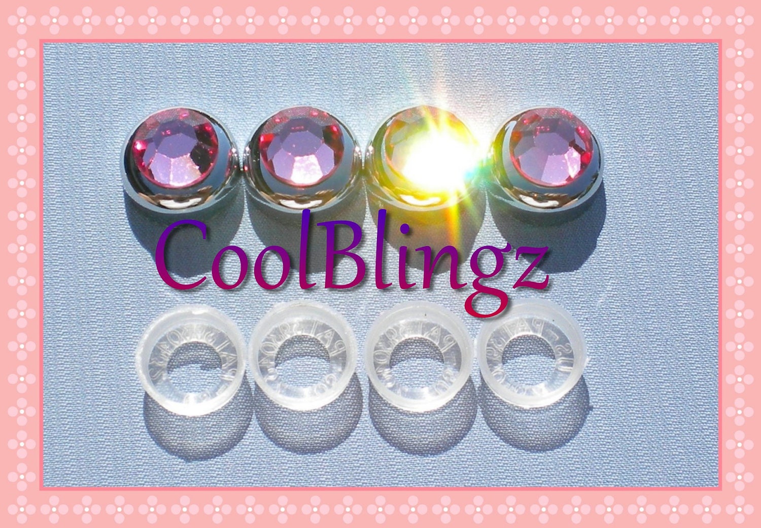 XL PINK Crystal Screw Caps Covers for Rhinestone Bling License Plate ...