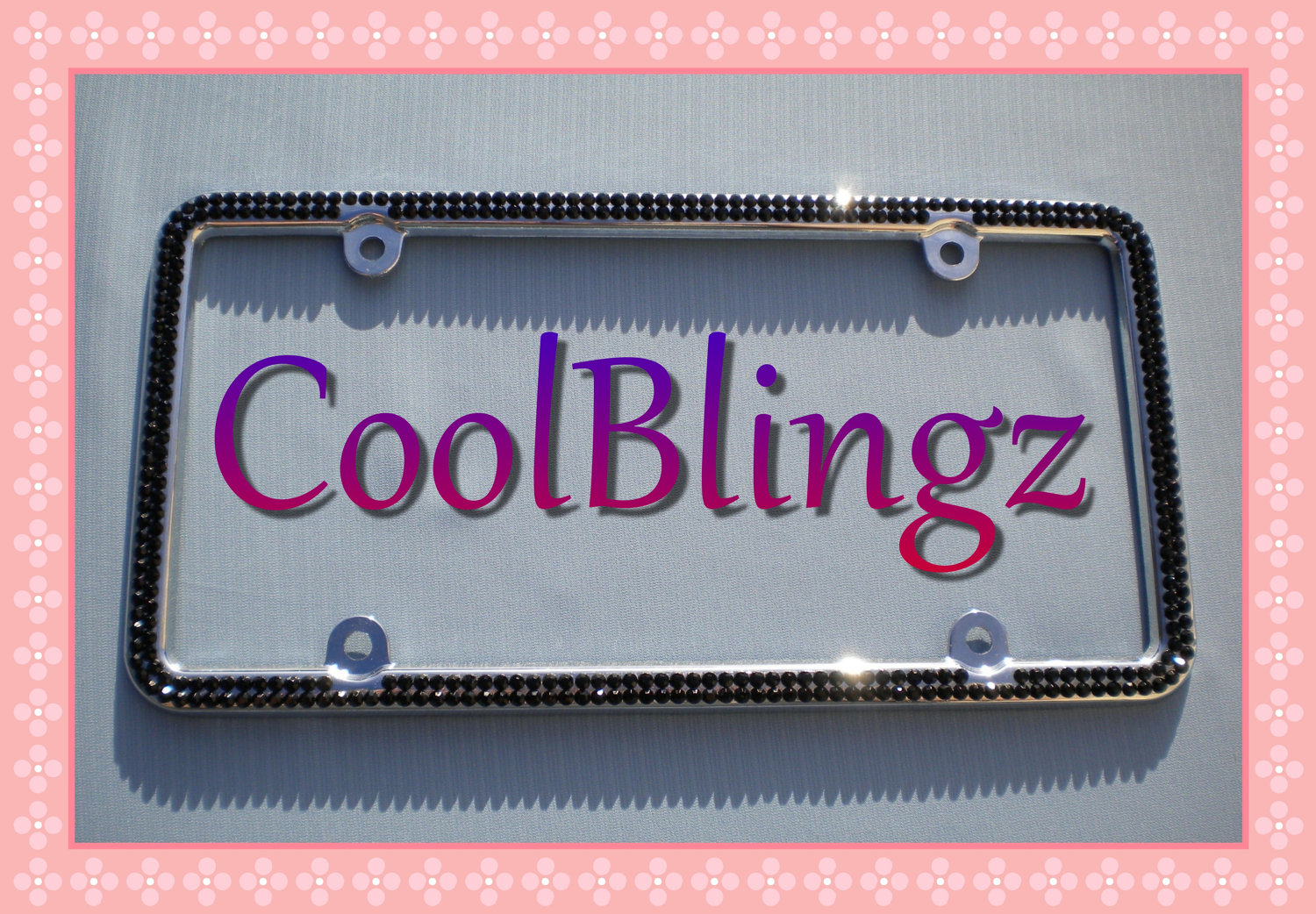 2 Row JET BLACK Rhinestone Crystal Diamond Bling License Plate | Etsy