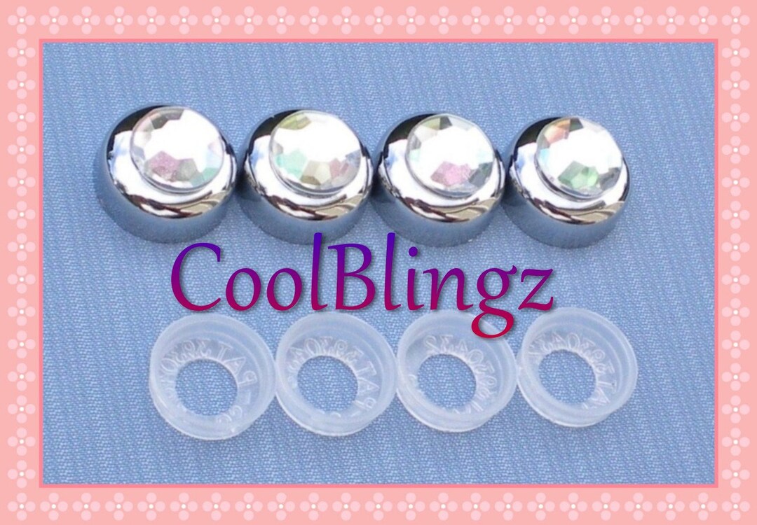 CRYSTAL AB Rhinestone Screw Caps Covers for Bling License Plate Frame ...