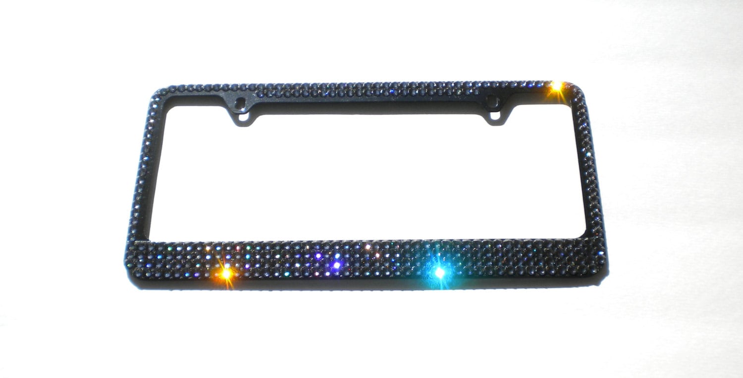 Mega Bling License Plate Frame - With Black Diamond (gray) Swarovski ...
