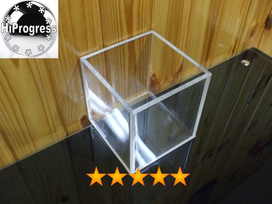 Lidless Open Cube Square Rectangular Clear Thick Acrylic Box Stand ...