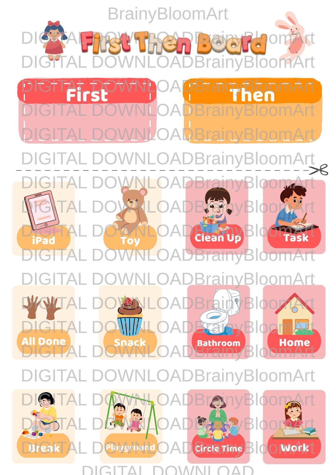 First Then Board for Kids | Autism Visual Support | ABA Therapy ...