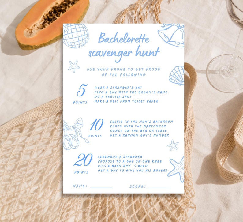 Bachelorette Scavenger Hunt Game, Last Toast on the Coast Girls Night ...