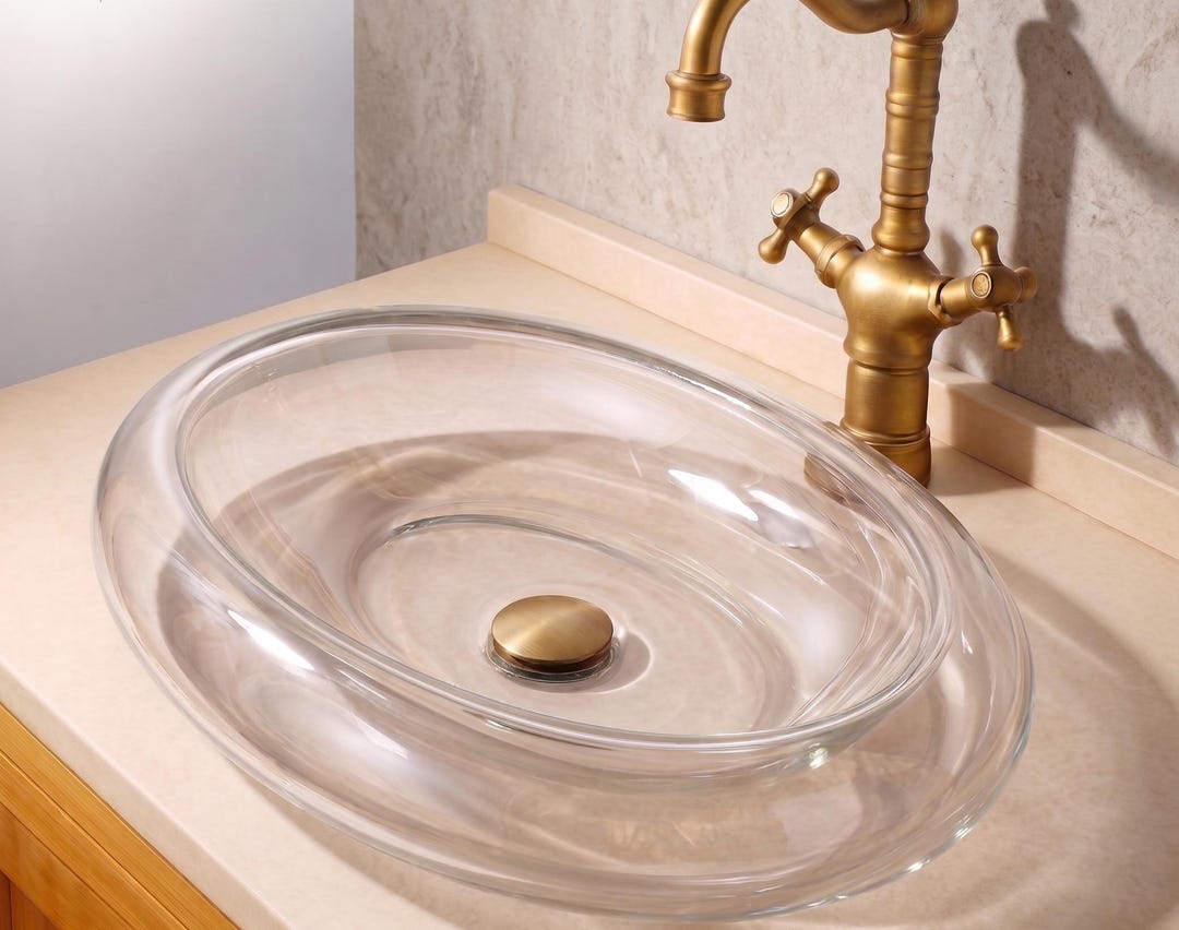 Clear Glass Vessel Sink, Handmade Transparent Resin Washbasin, Luxury ...