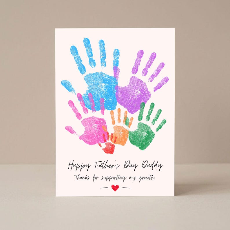 Father's Day Handprint Card Template, Kids Handprint Art Gift (digital ...