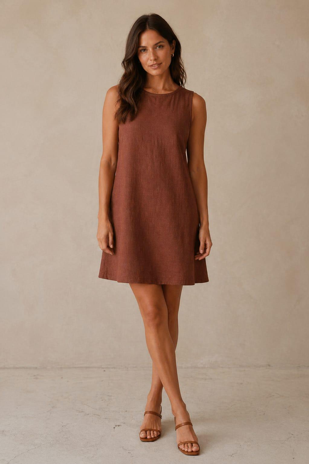Sleeveless Linen Shift Dress Sewing Pattern PDF | A-line Casual Dress ...